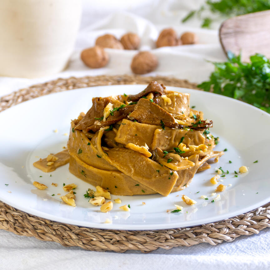 Recipe Pappardelle with porcini mushrooms and parmesan cream