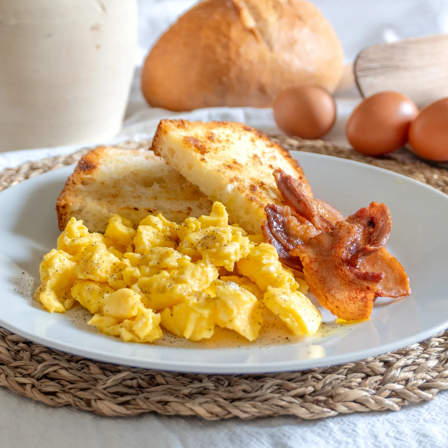 Receta Huevos revueltos con tocino