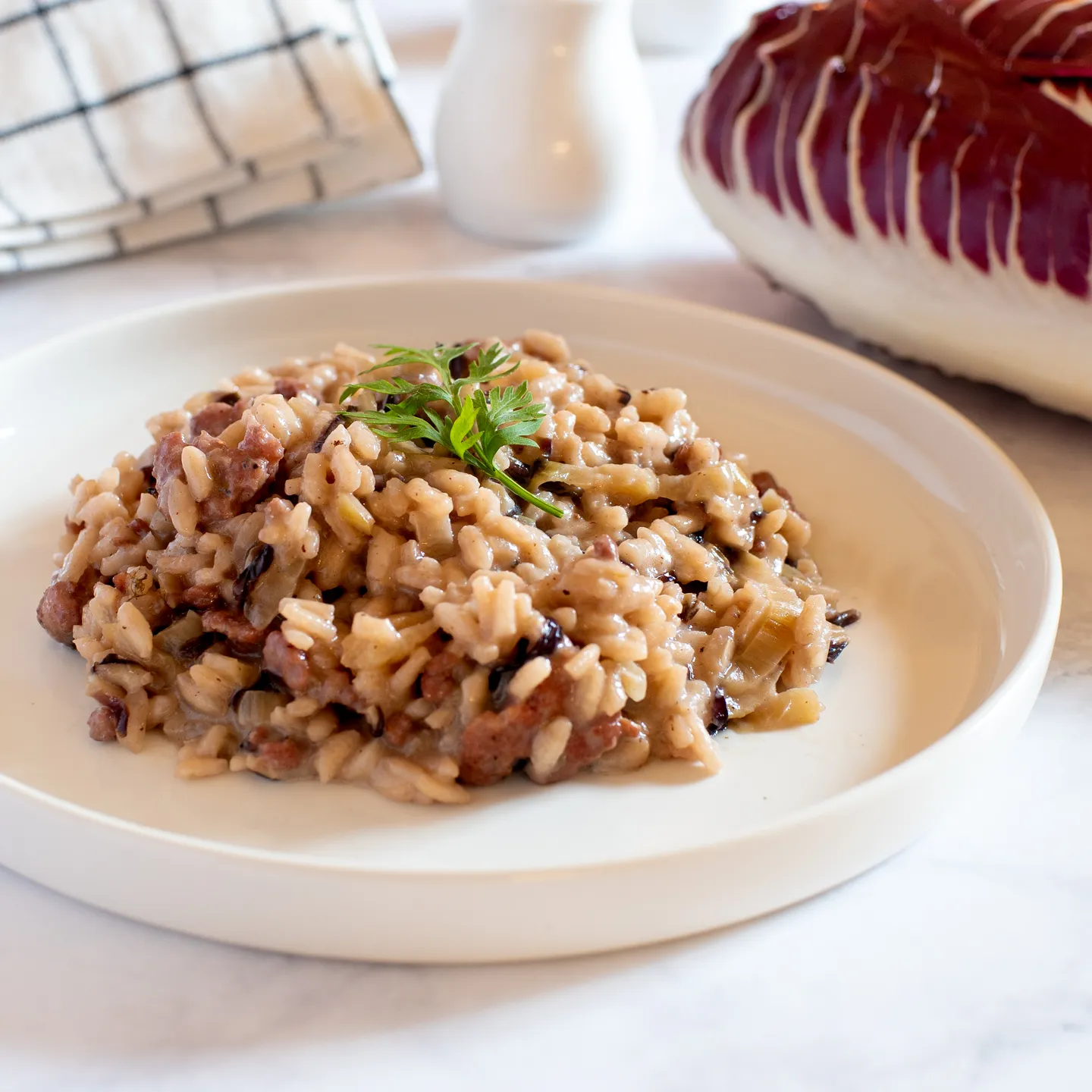 Receta Risotto de radicchio rojo y salchicha