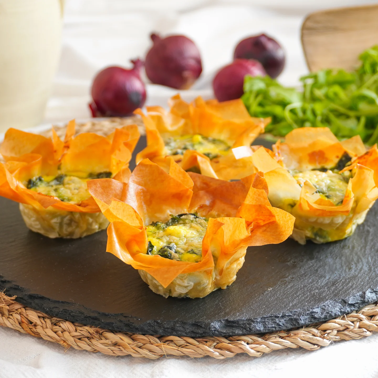 Recette Paniers de pâte filo aux épinards